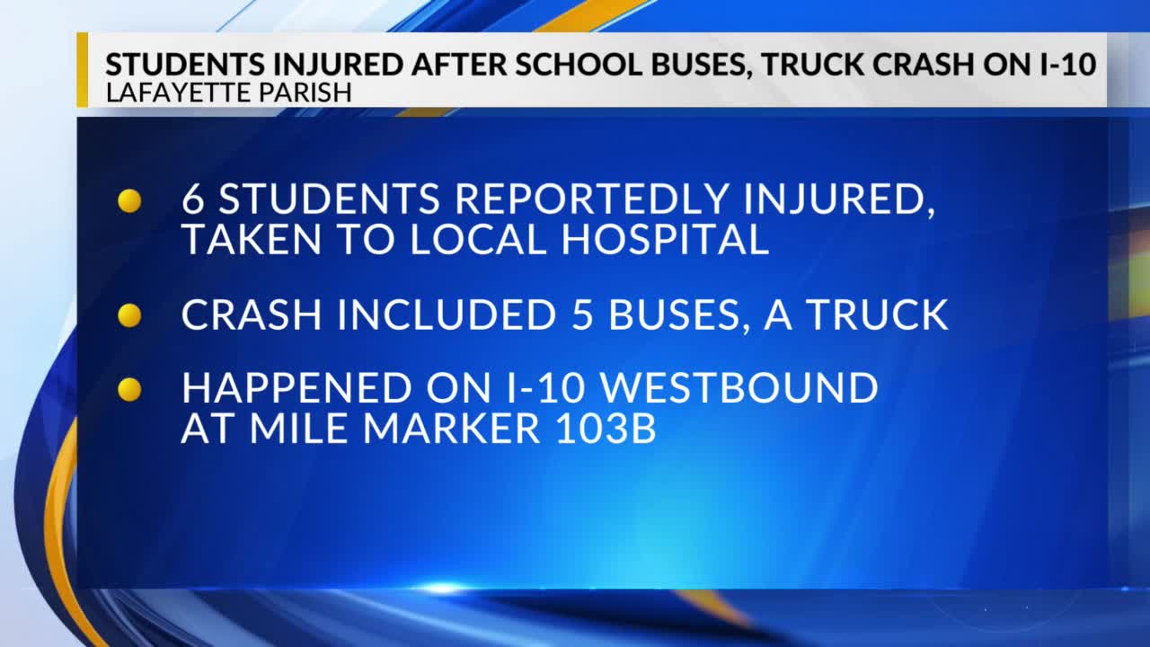 Six students injured after five school buses, truck crash on I-10 ...